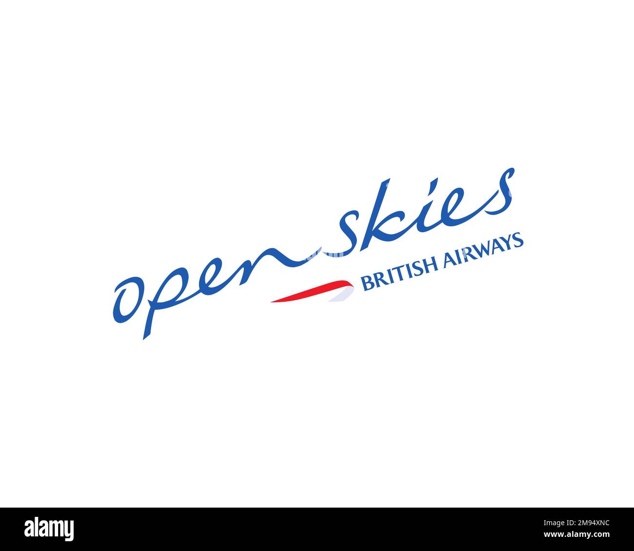 OpenSkies, rotated logo, white background Stock Photo - Alamy