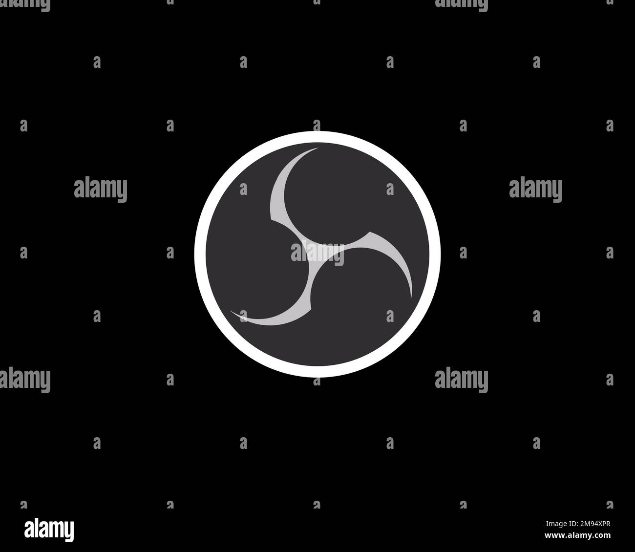 Open Broadcaster Software, Rotated Logo, Black Background B Stock Photo ...