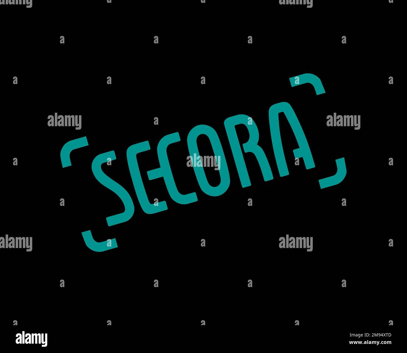 Secora, rotated logo, black background Stock Photo - Alamy