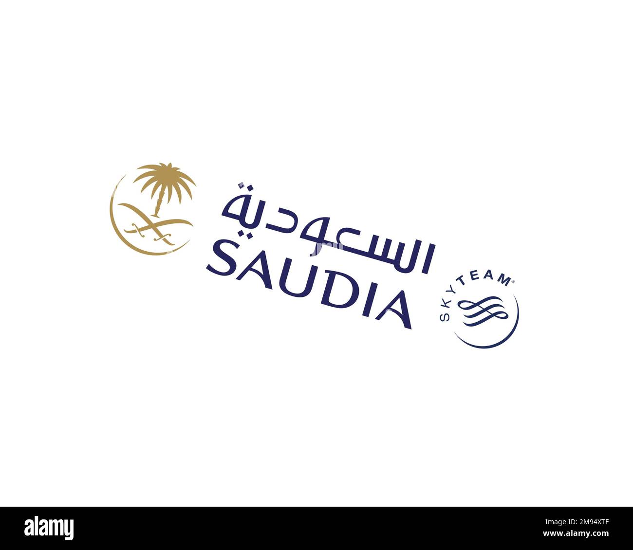 Saudia, rotated logo, white background B Stock Photo - Alamy