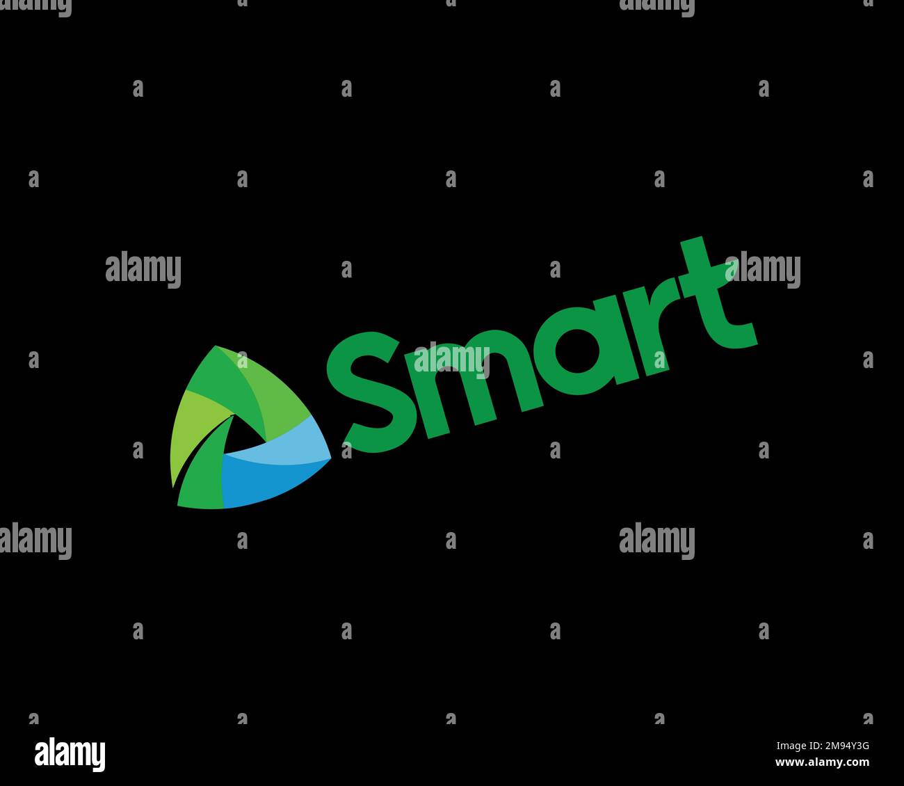 Smart Communications, rotated logo, black background Stock Photo - Alamy
