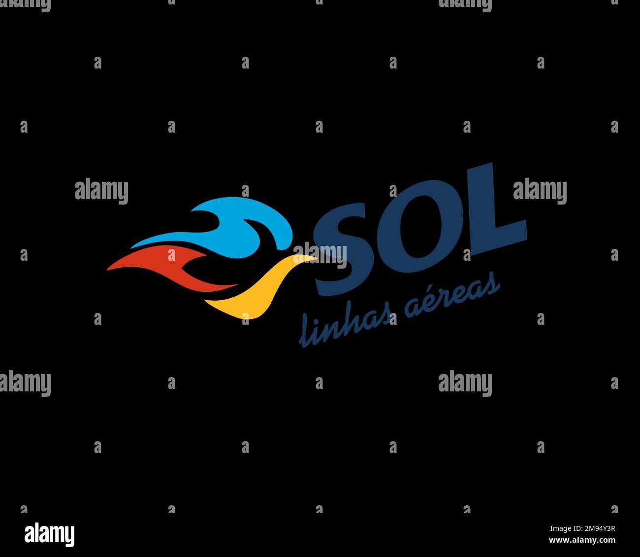 Sol Linhas Aereas, rotated logo, black background Stock Photo - Alamy