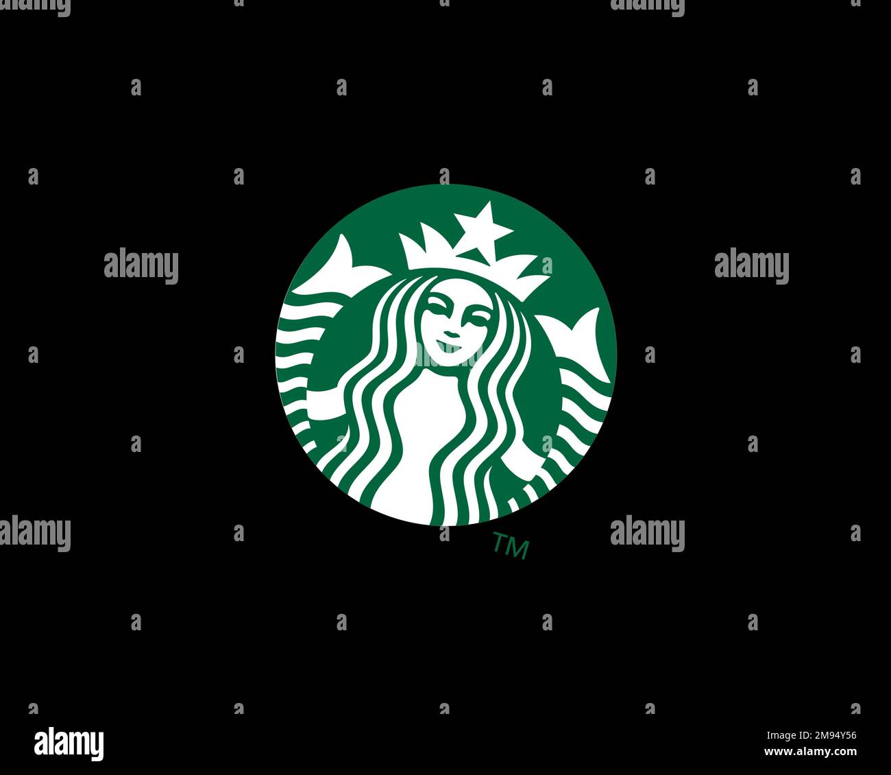 Starbucks, rotated logo, black background B Stock Photo - Alamy