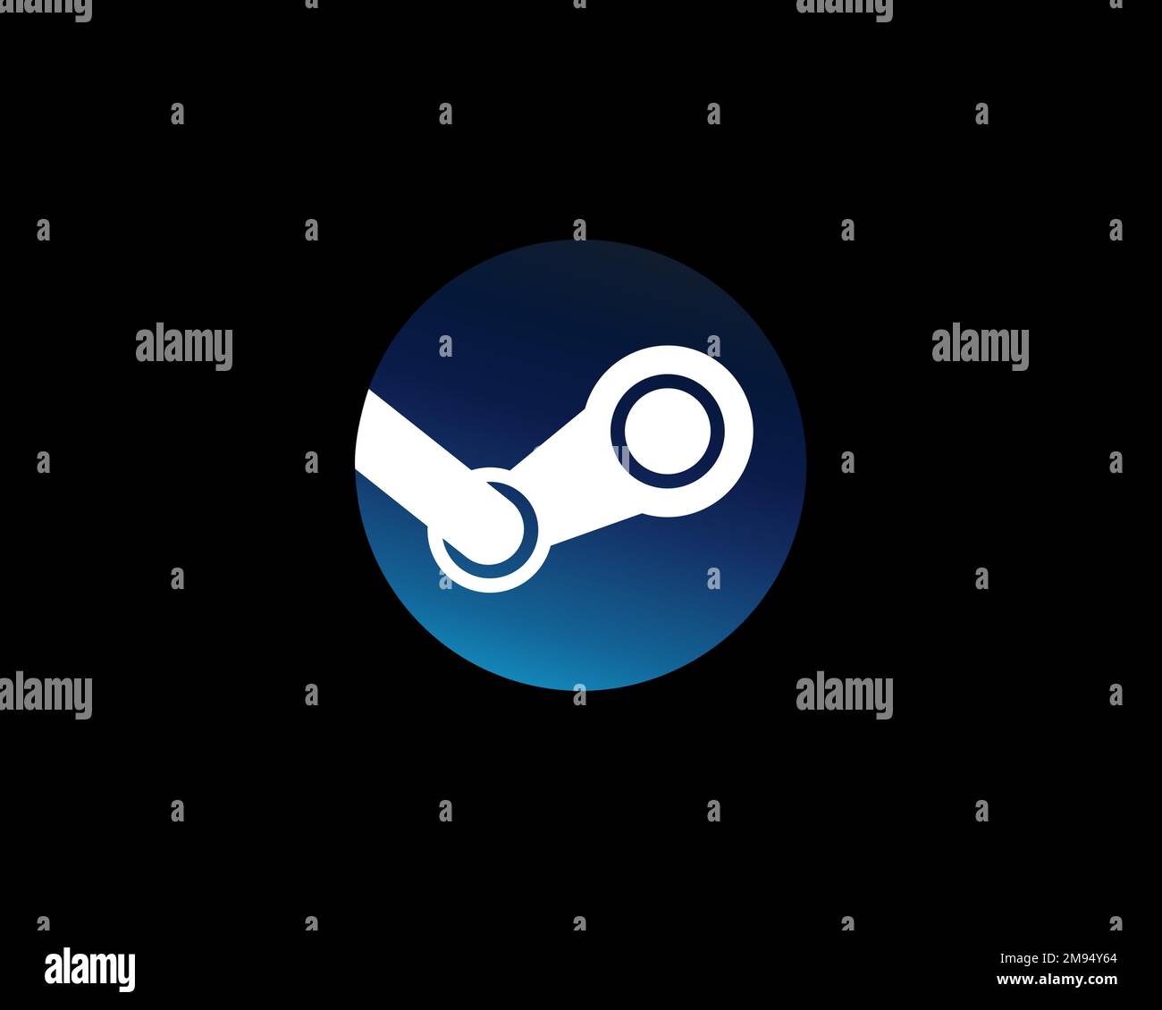 Steam service, rotated logo, black background B Stock Photo - Alamy