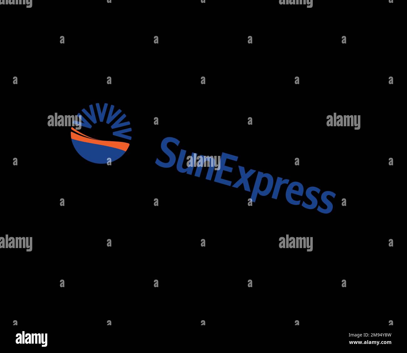 SunExpress, rotated logo, black background B Stock Photo - Alamy
