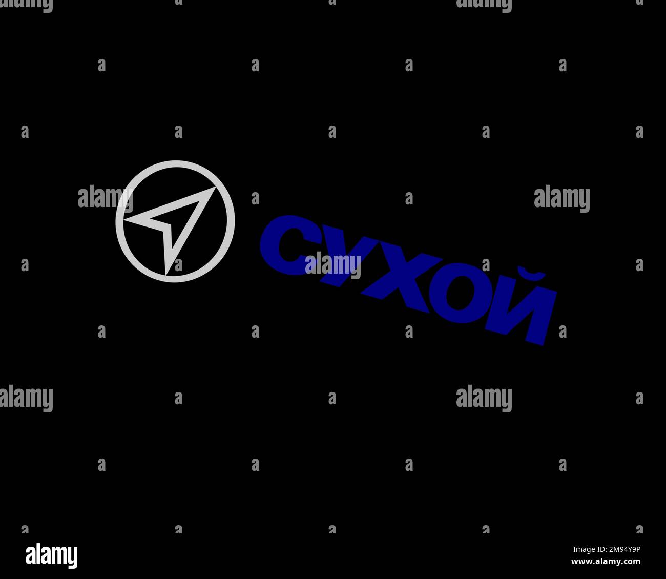 Sukhoi, rotated logo, black background B Stock Photo - Alamy