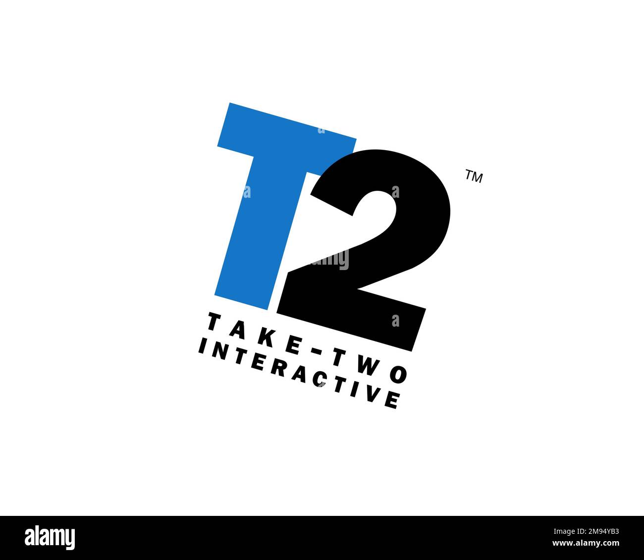 Take Two Interactive, rotated logo, white background B Stock Photo - Alamy
