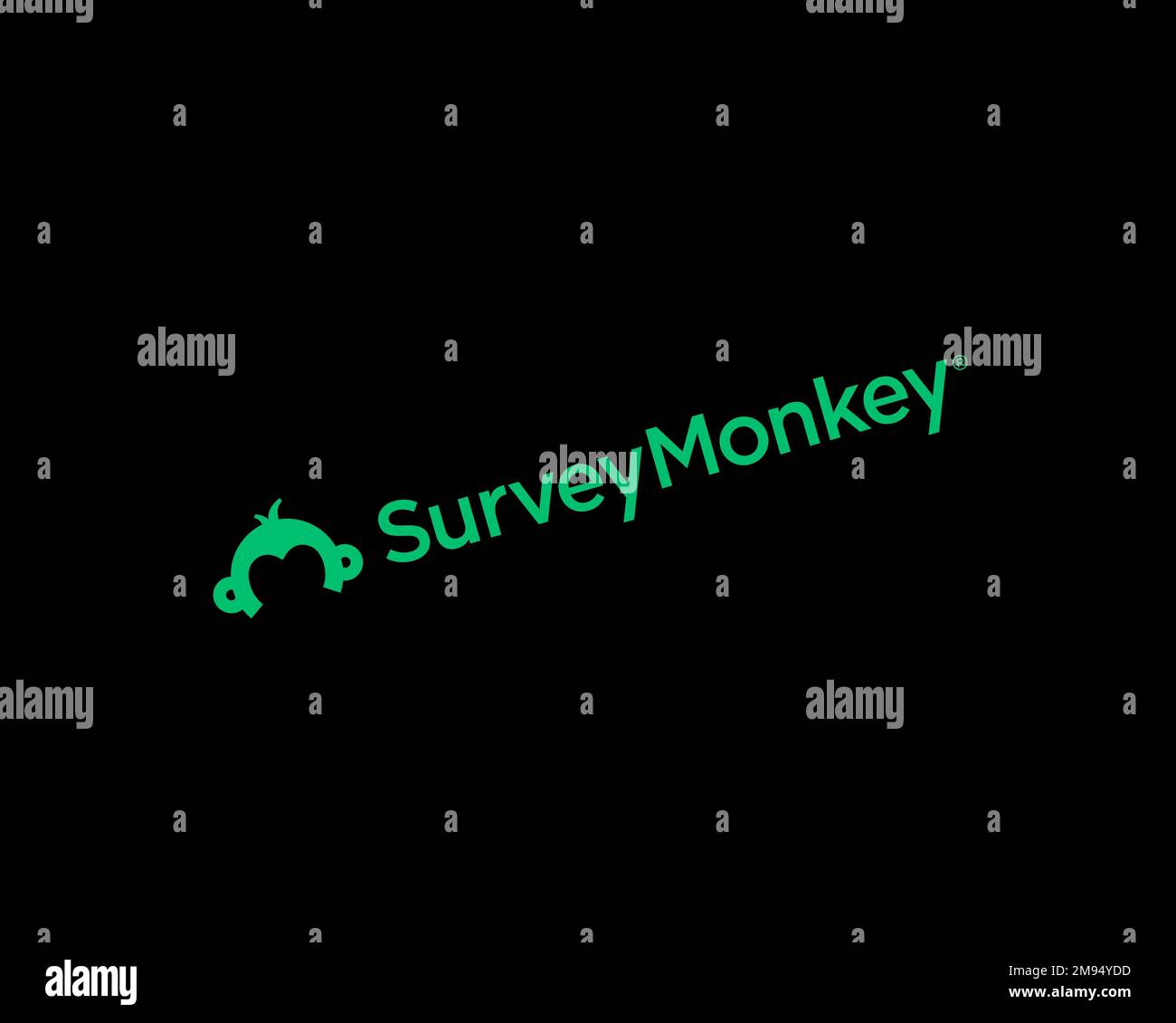 SurveyMonkey, rotated logo, black background Stock Photo - Alamy