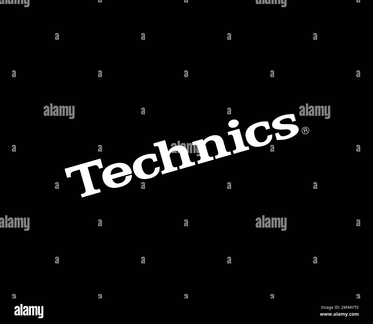 Technics brand, rotated logo, black background Stock Photo - Alamy