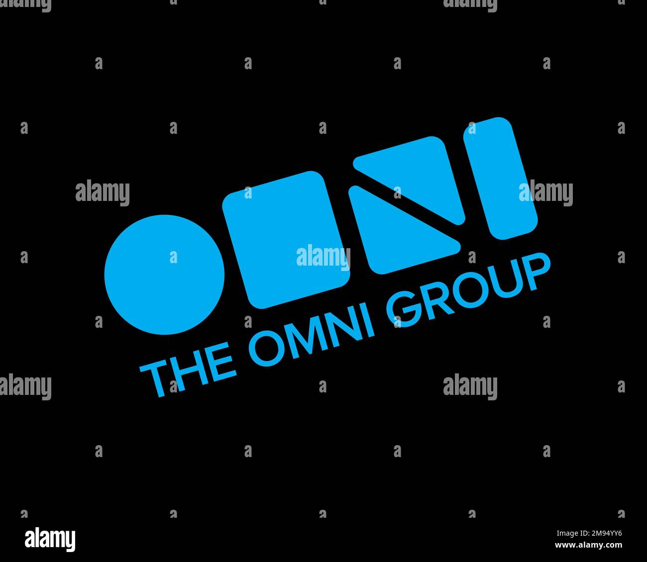 The Omni Group, rotated logo, black background Stock Photo - Alamy