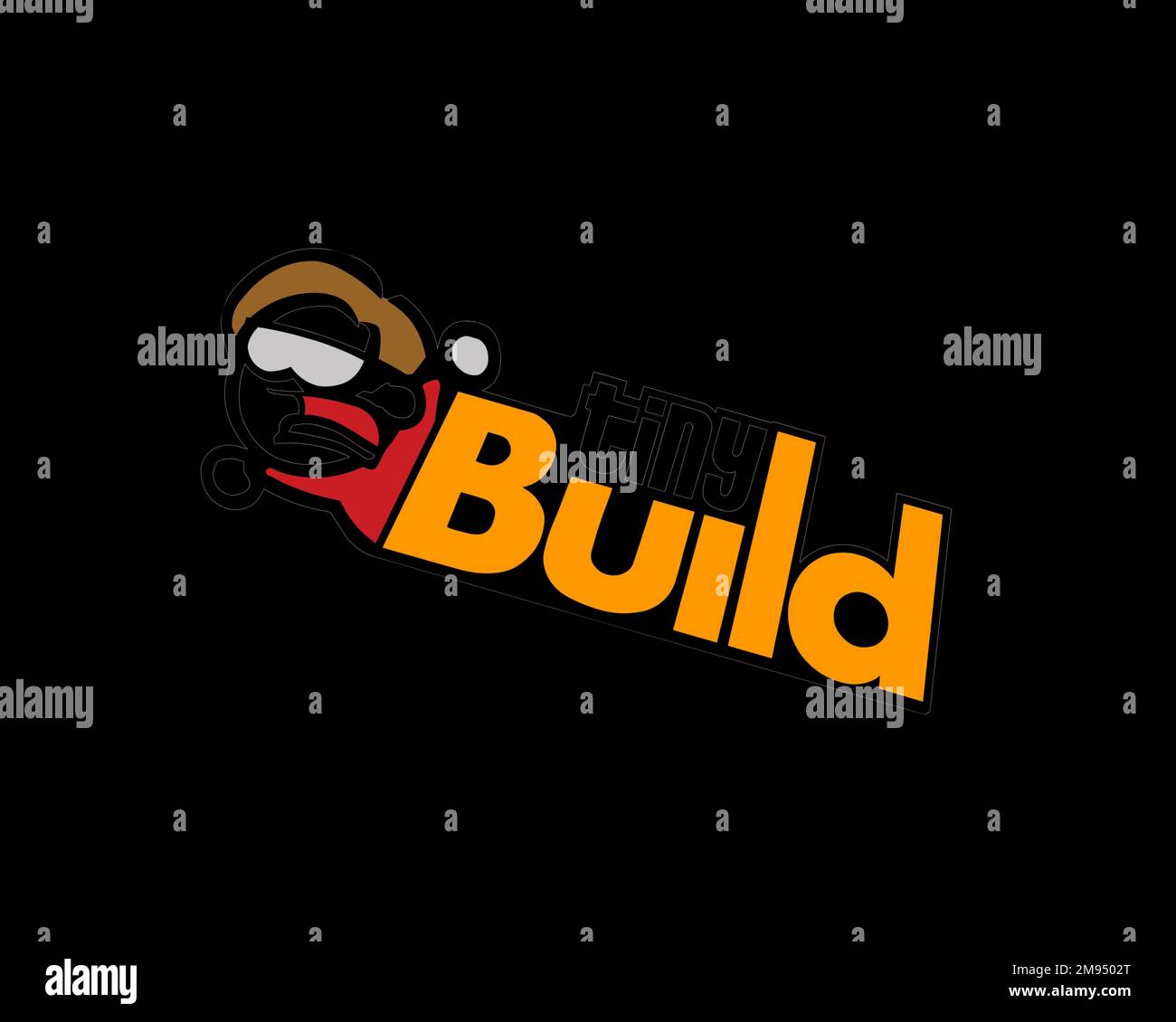 TinyBuild, rotated logo, black background B Stock Photo - Alamy