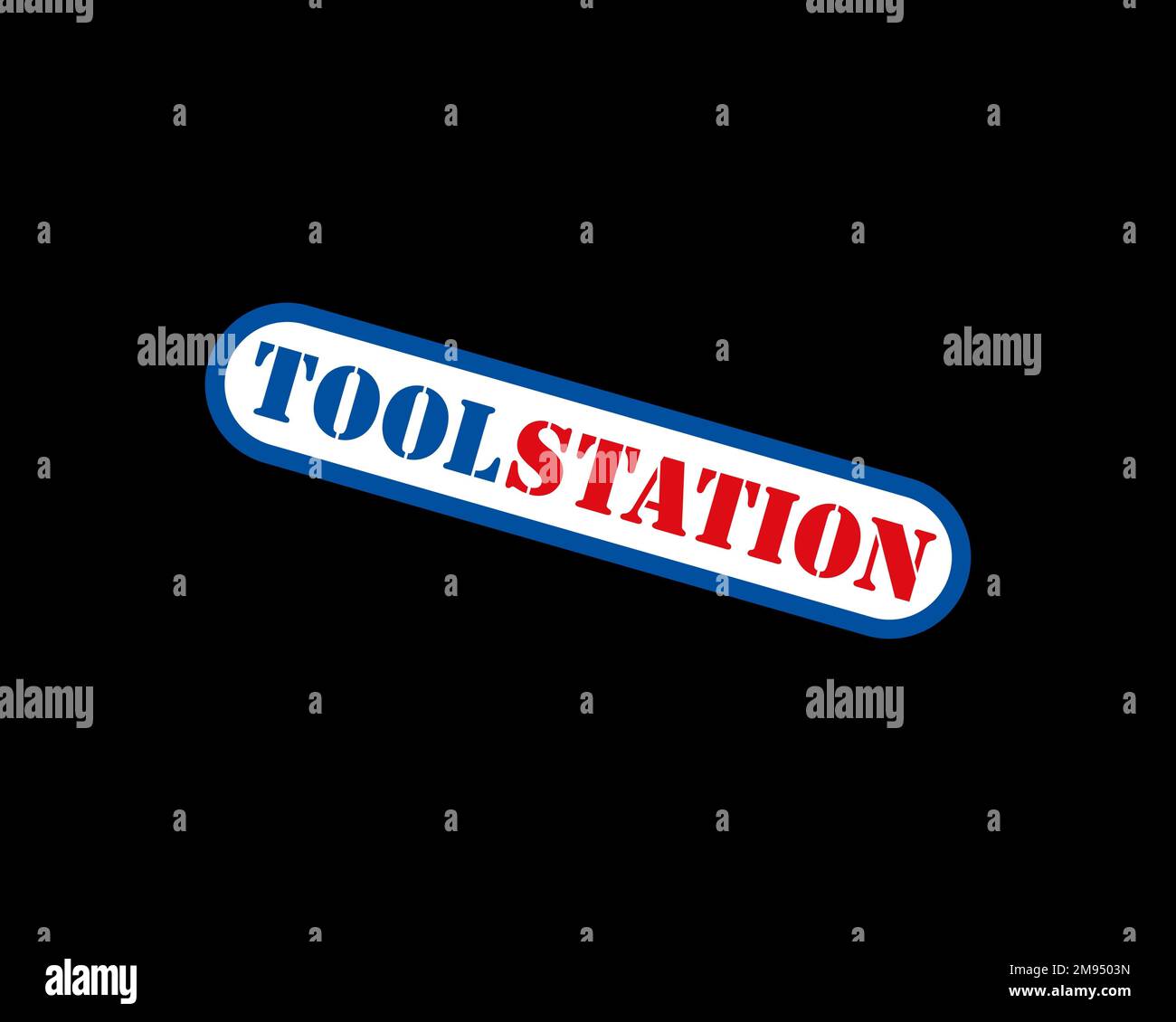 Toolstation, rotated logo, black background B Stock Photo - Alamy