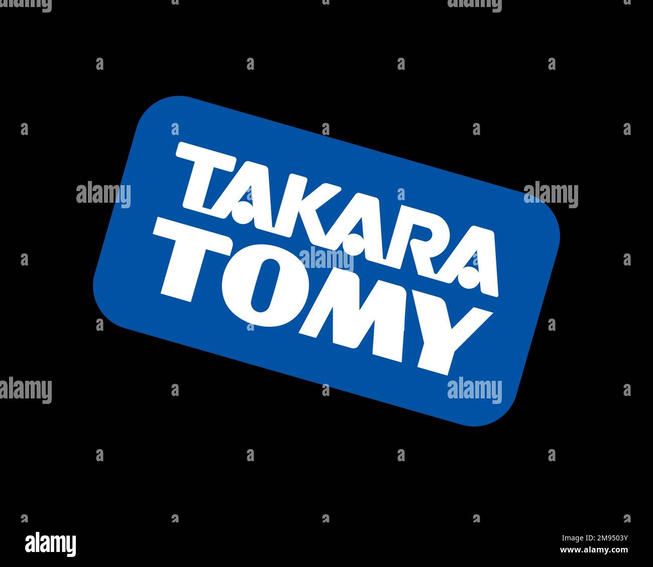 Tomy, rotated logo, black background B Stock Photo - Alamy