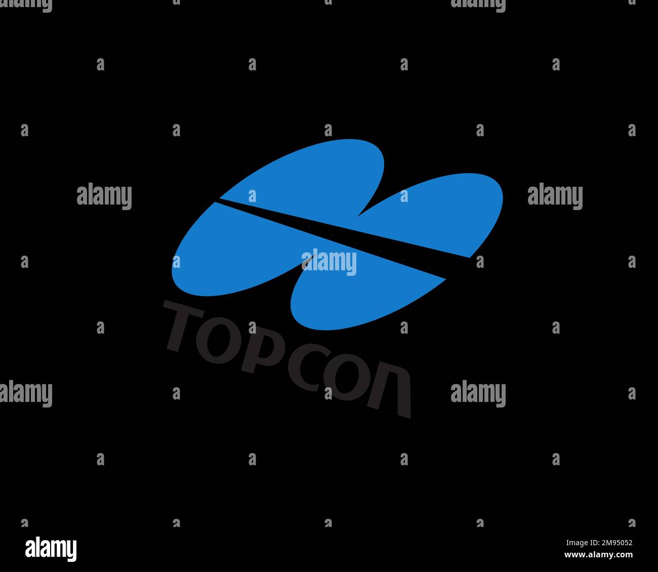 Topcon, rotated logo, black background B Stock Photo - Alamy