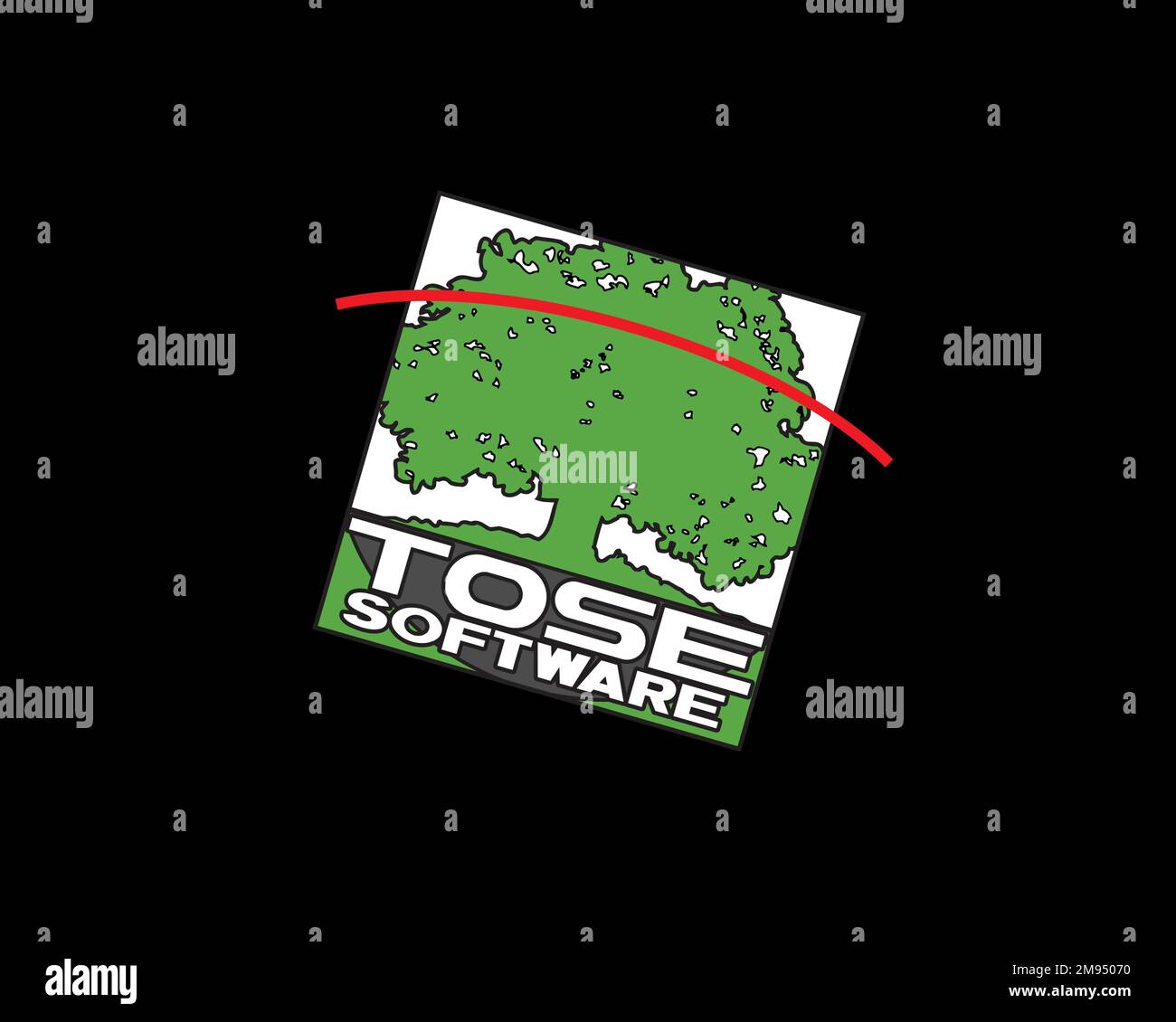 Tose company, rotated logo, black background B Stock Photo - Alamy