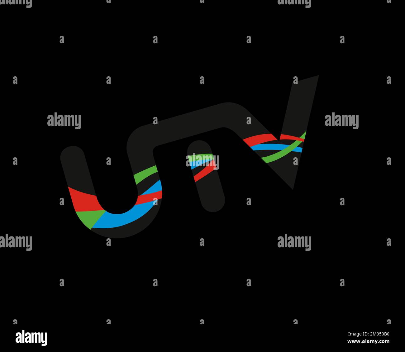 UTV Software Communications, rotated logo, black background Stock Photo ...