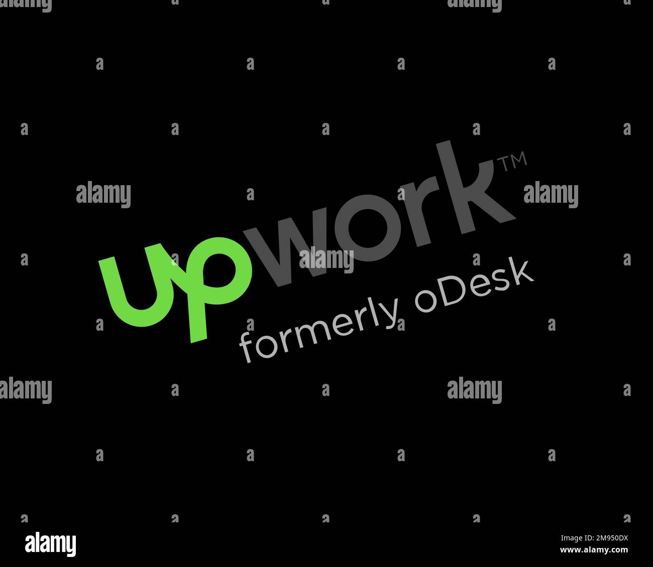 Upwork, rotated logo, black background Stock Photo - Alamy