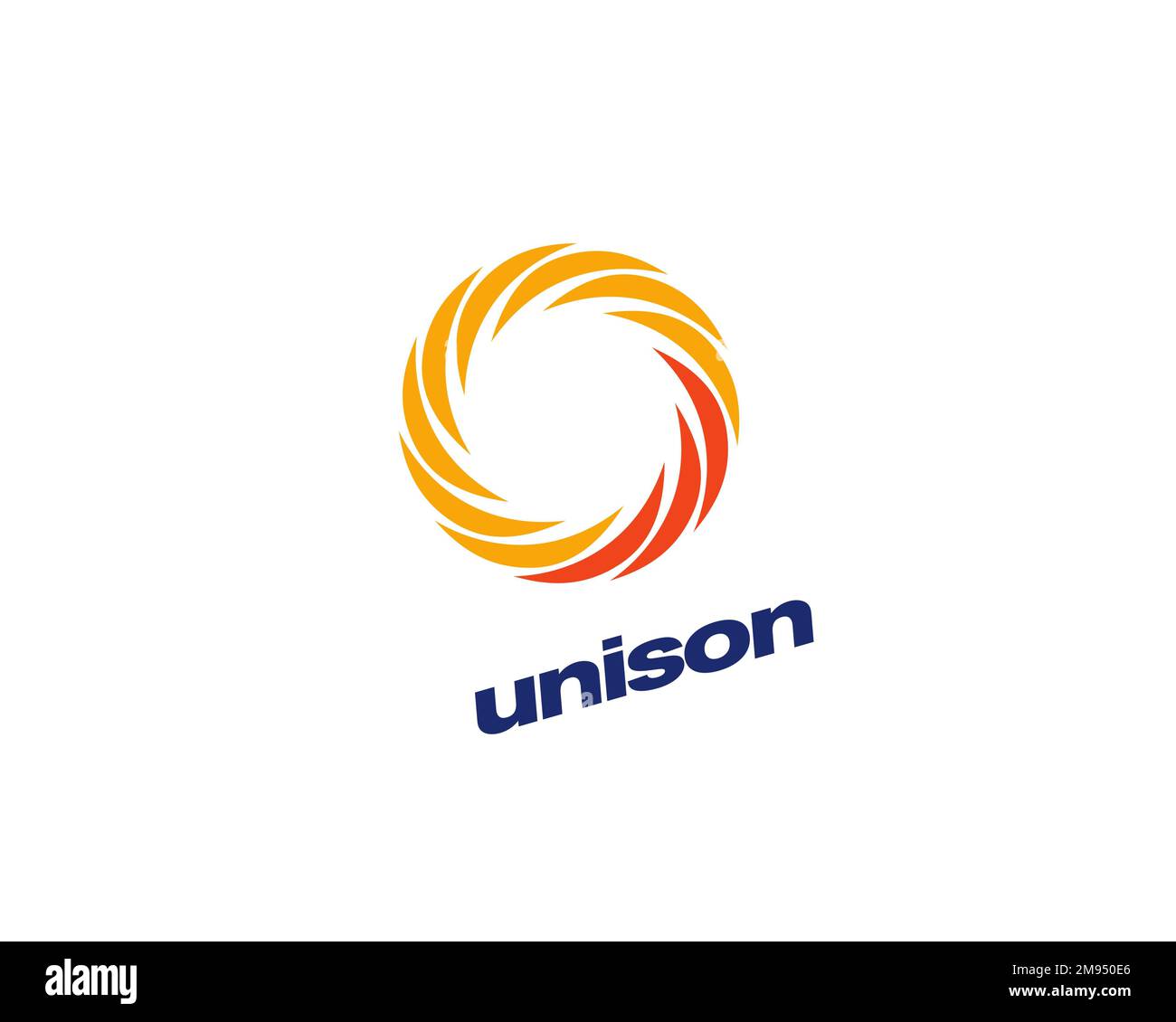 Unison Networks, rotated logo, white background Stock Photo - Alamy