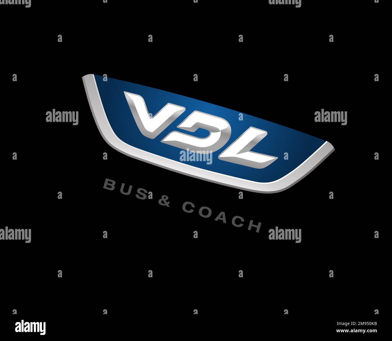 VDL Bus & Coach, rotated logo, black background B Stock Photo - Alamy