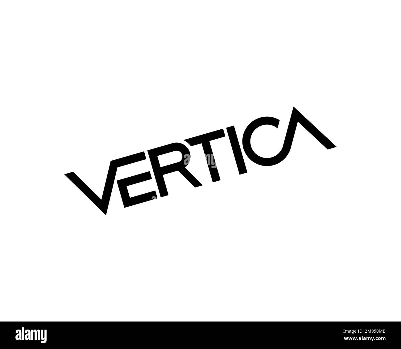Vertica, rotated logo, white background Stock Photo - Alamy