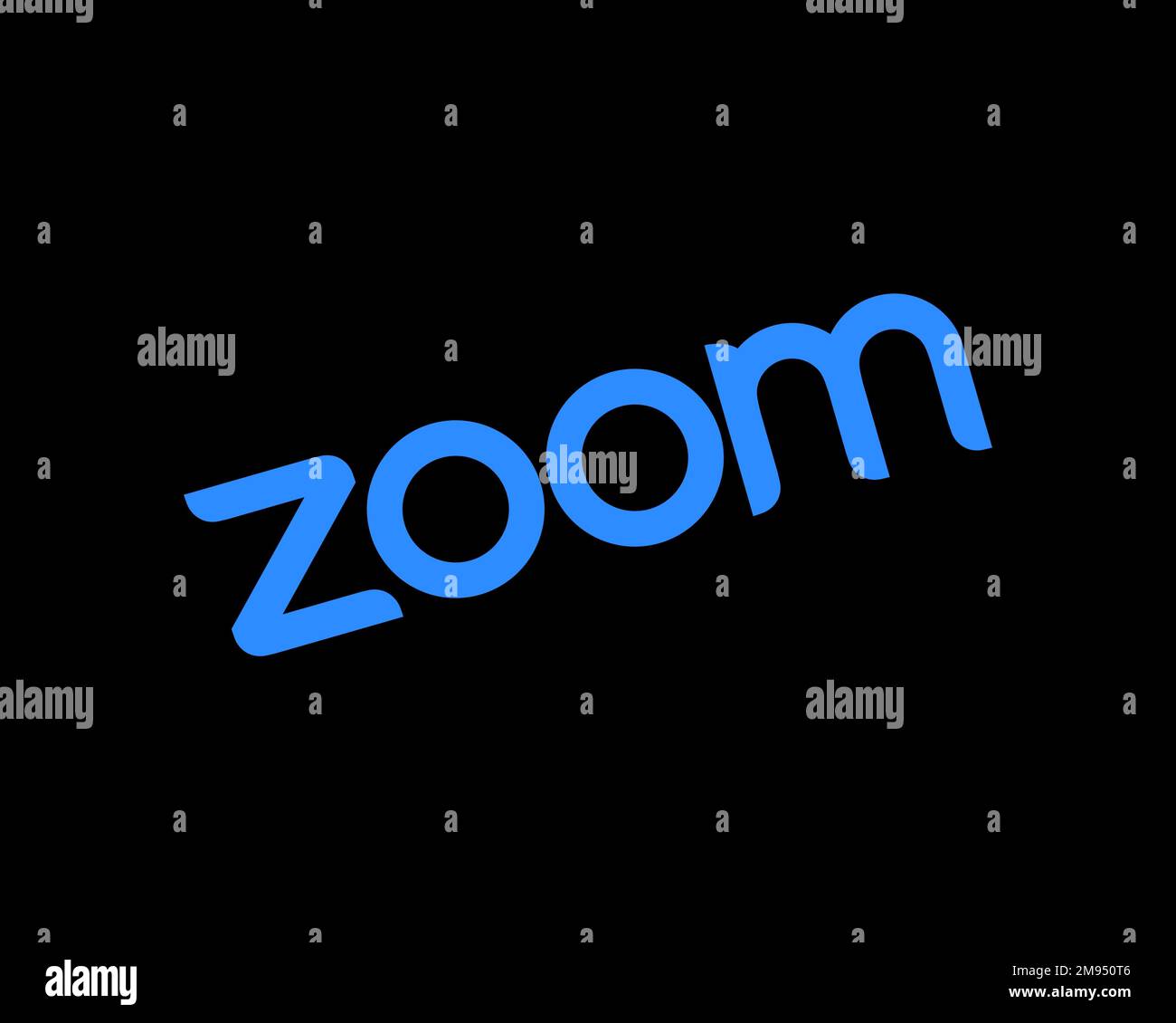 Zoom Video Communications, rotated logo, black background Stock Photo ...