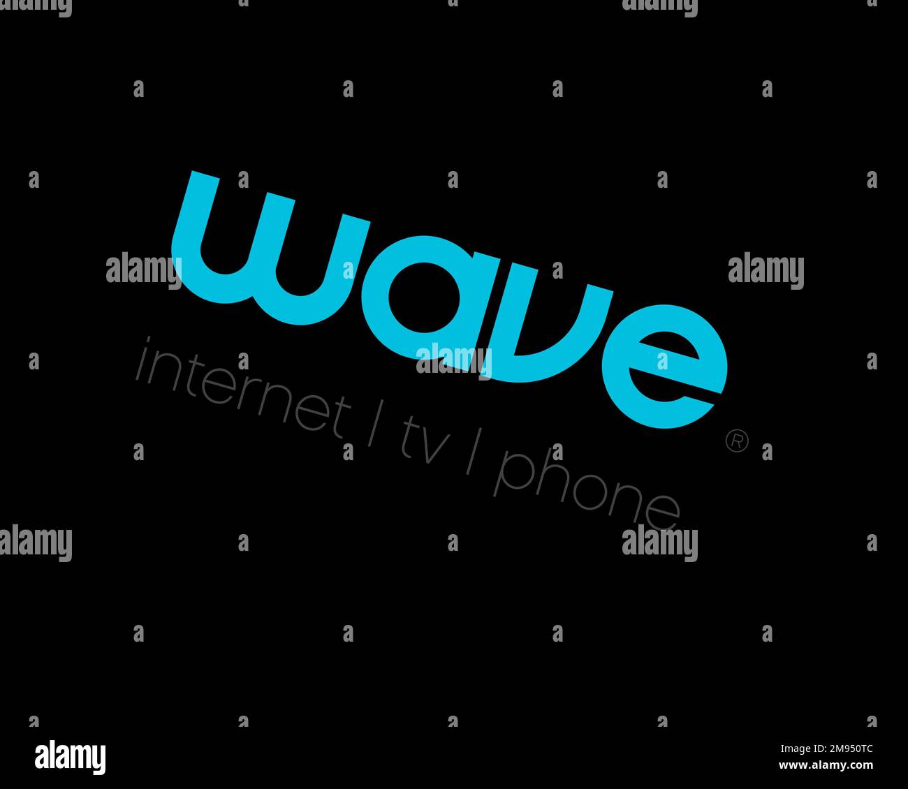 Wave Broadband, rotated logo, black background B Stock Photo - Alamy