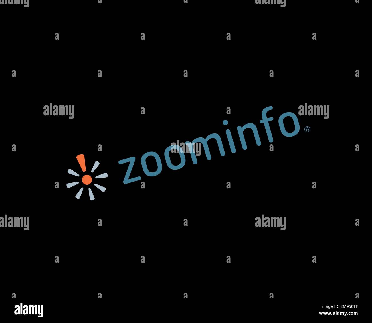 ZoomInfo, rotated logo, black background Stock Photo - Alamy