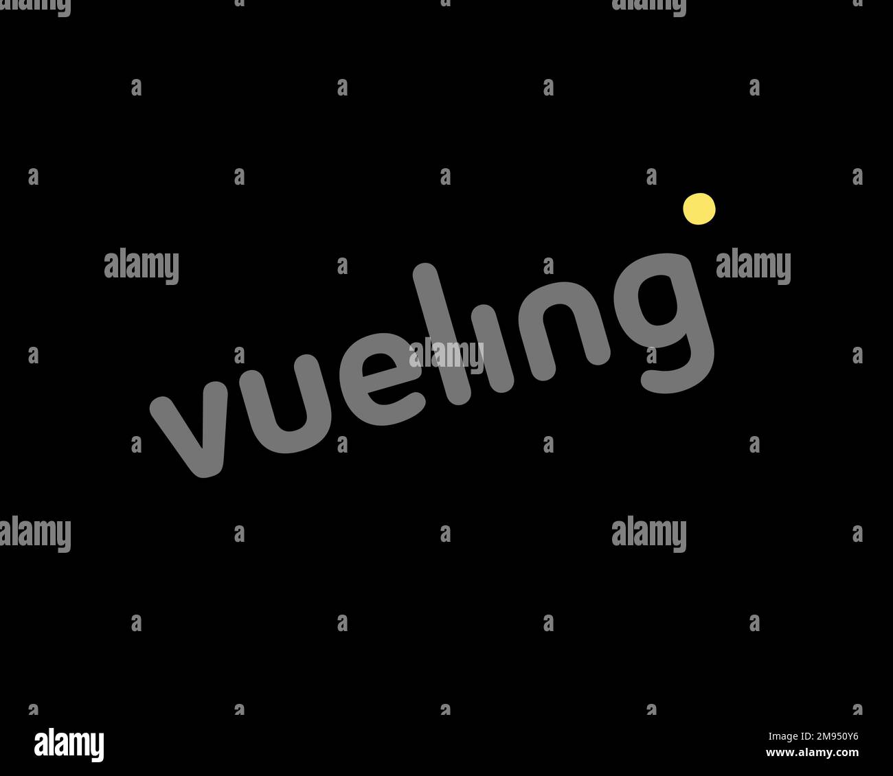 Vueling, rotated logo, black background Stock Photo - Alamy