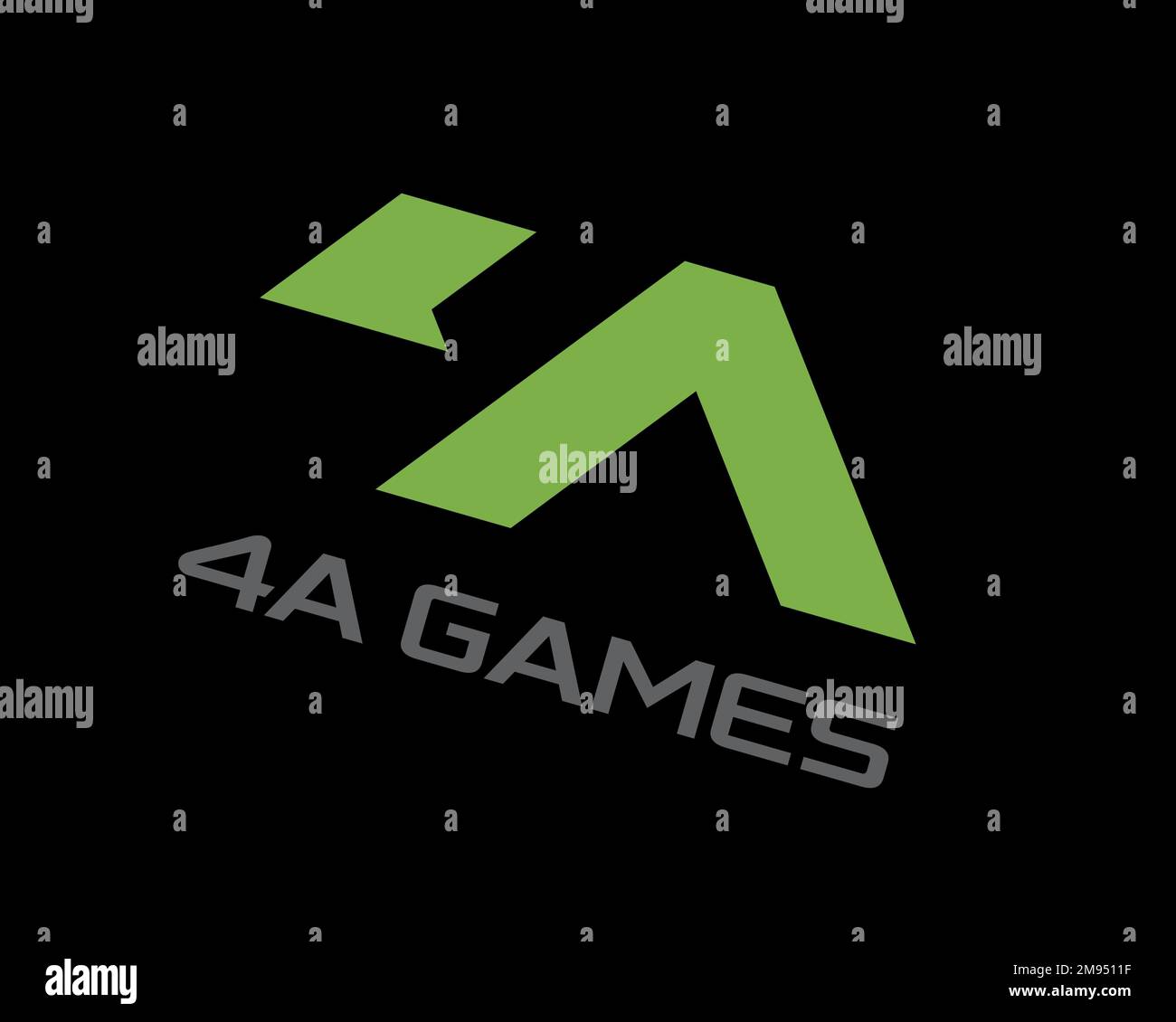 4A Games, rotated logo, black background B Stock Photo - Alamy