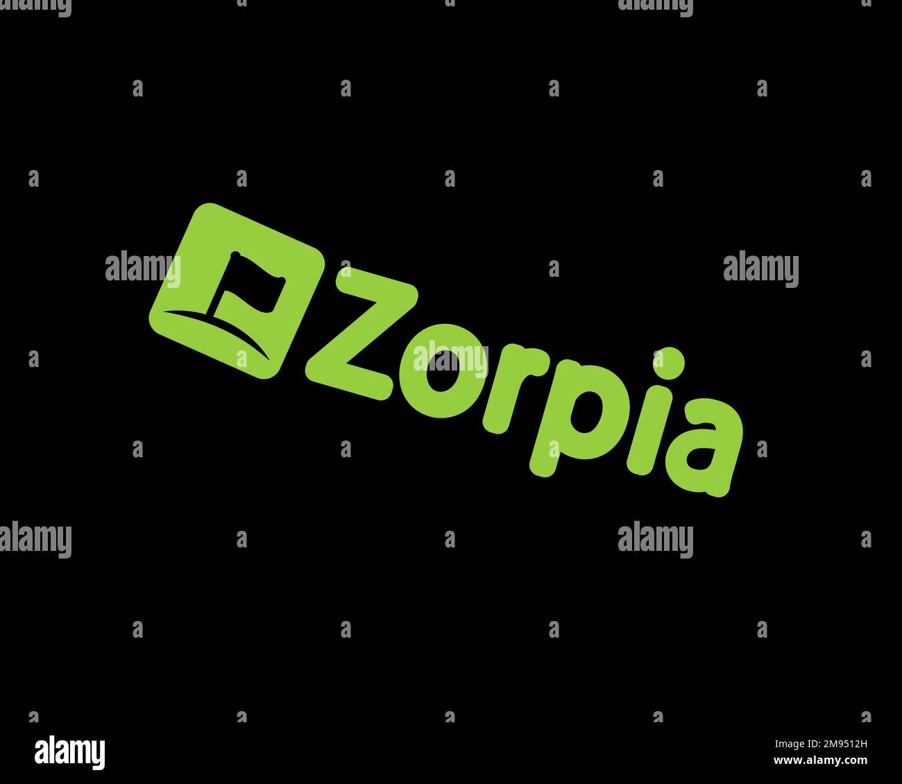 Zorpia, rotated logo, black background B Stock Photo - Alamy