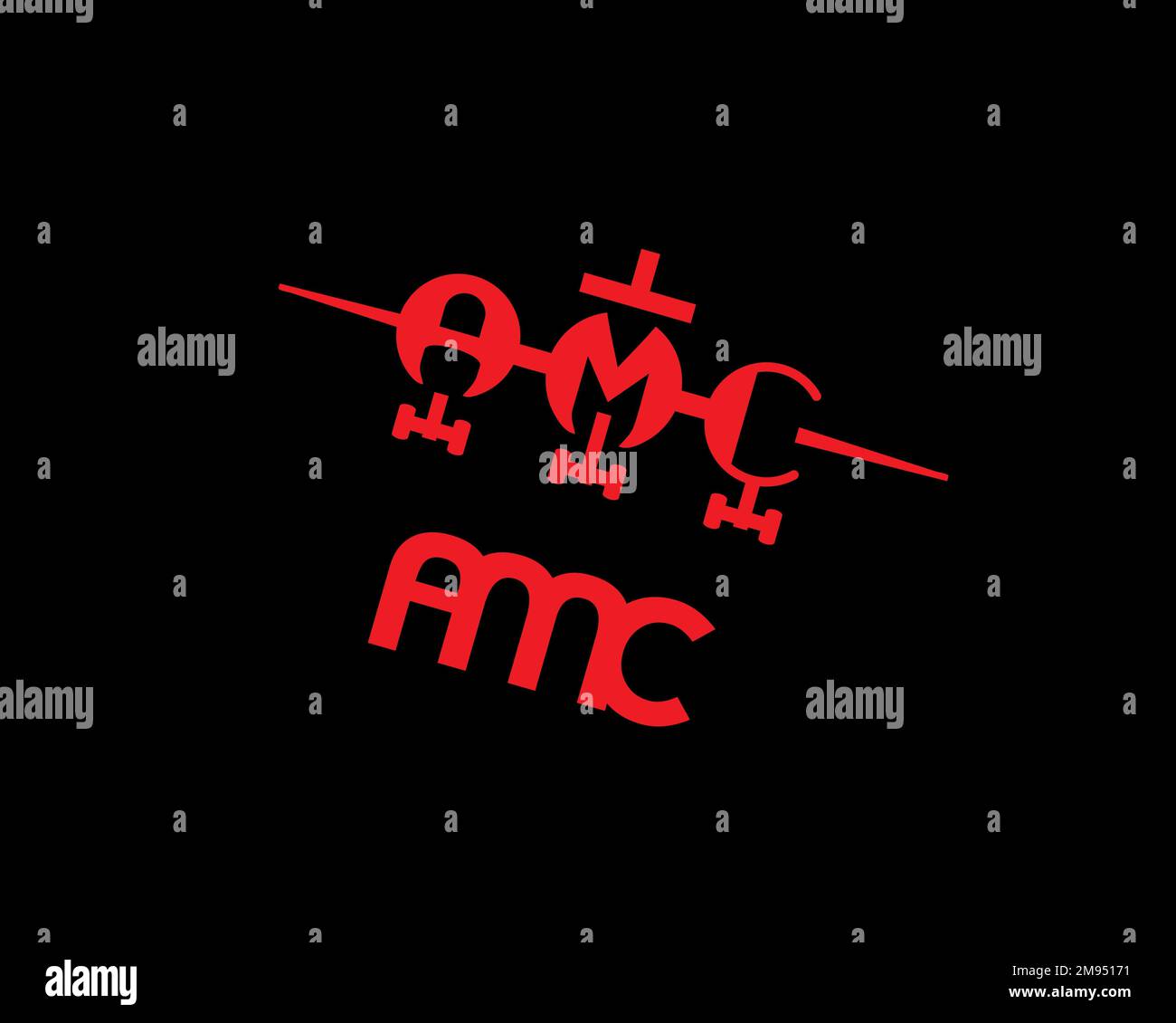 AMC Airline, rotated logo, black background B Stock Photo - Alamy