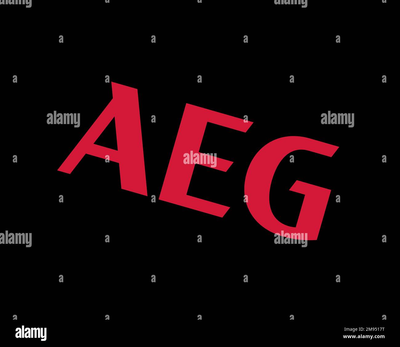 AEG, rotated logo, black background B Stock Photo - Alamy