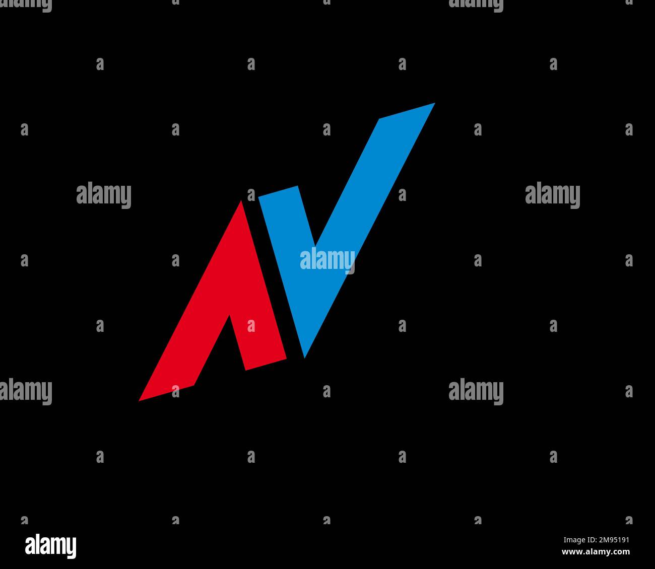 AVM GmbH, rotated logo, black background Stock Photo - Alamy