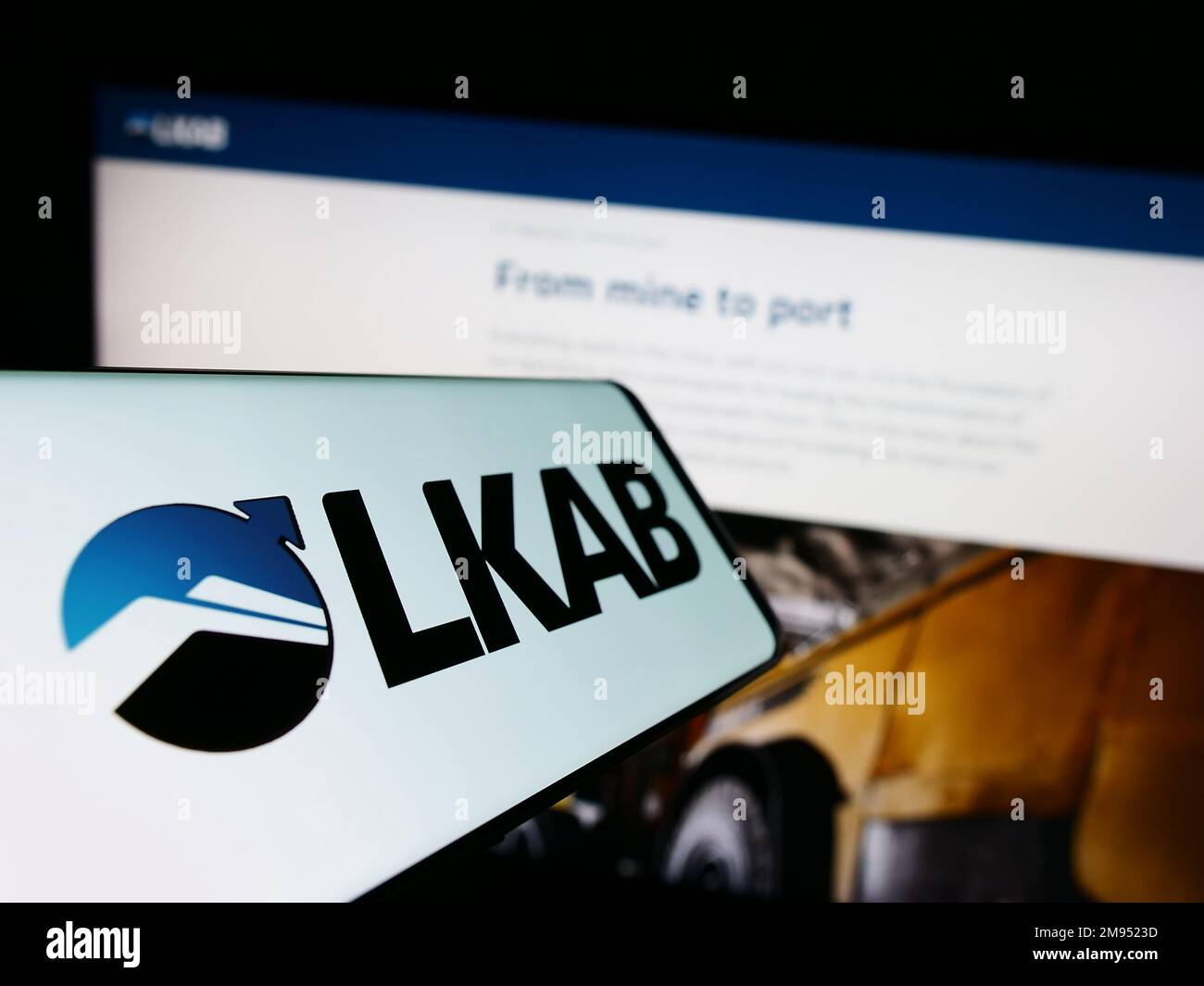 Smartphone with logo of company Luossavaara-Kiirunavaara AB (LKAB) on ...