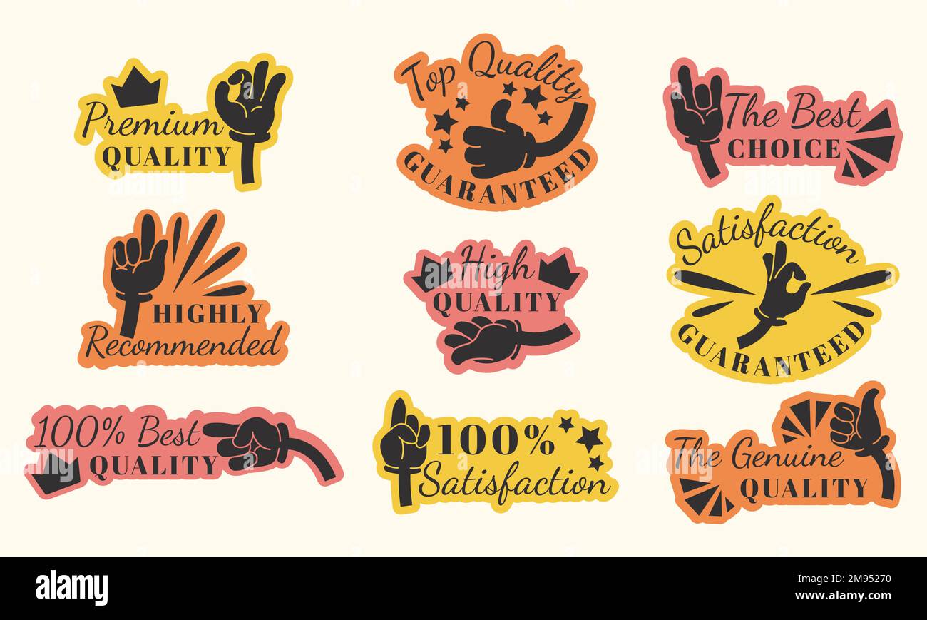 Sticker set design with product quality sign Stock Vector Image & Art ...