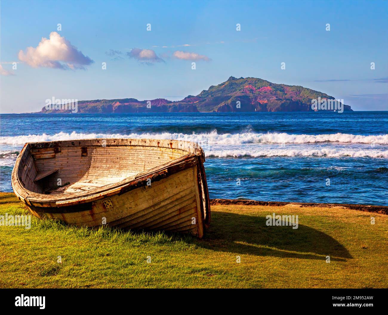 An old lighter frames Phillip island. Lighters such as this were used ...