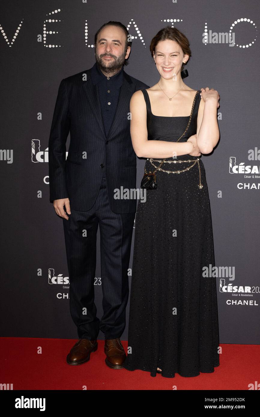Vincent Macaigne and Lou Lampros attend the Cesar - Revelations 2023 at the Trianon, on January ...
