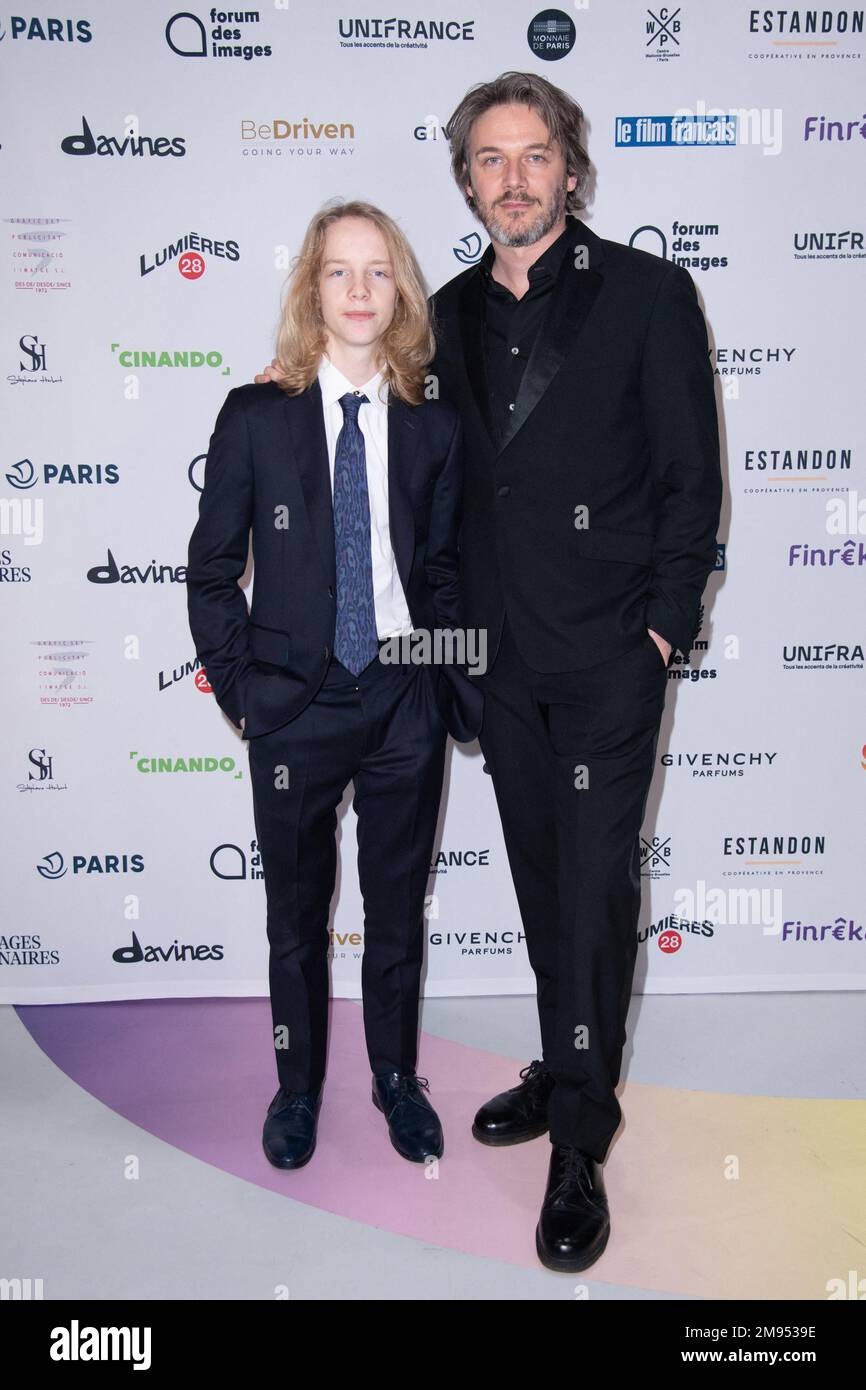 Aliocha Reinert and guest attending the Photocall of 28th Lumieres ...