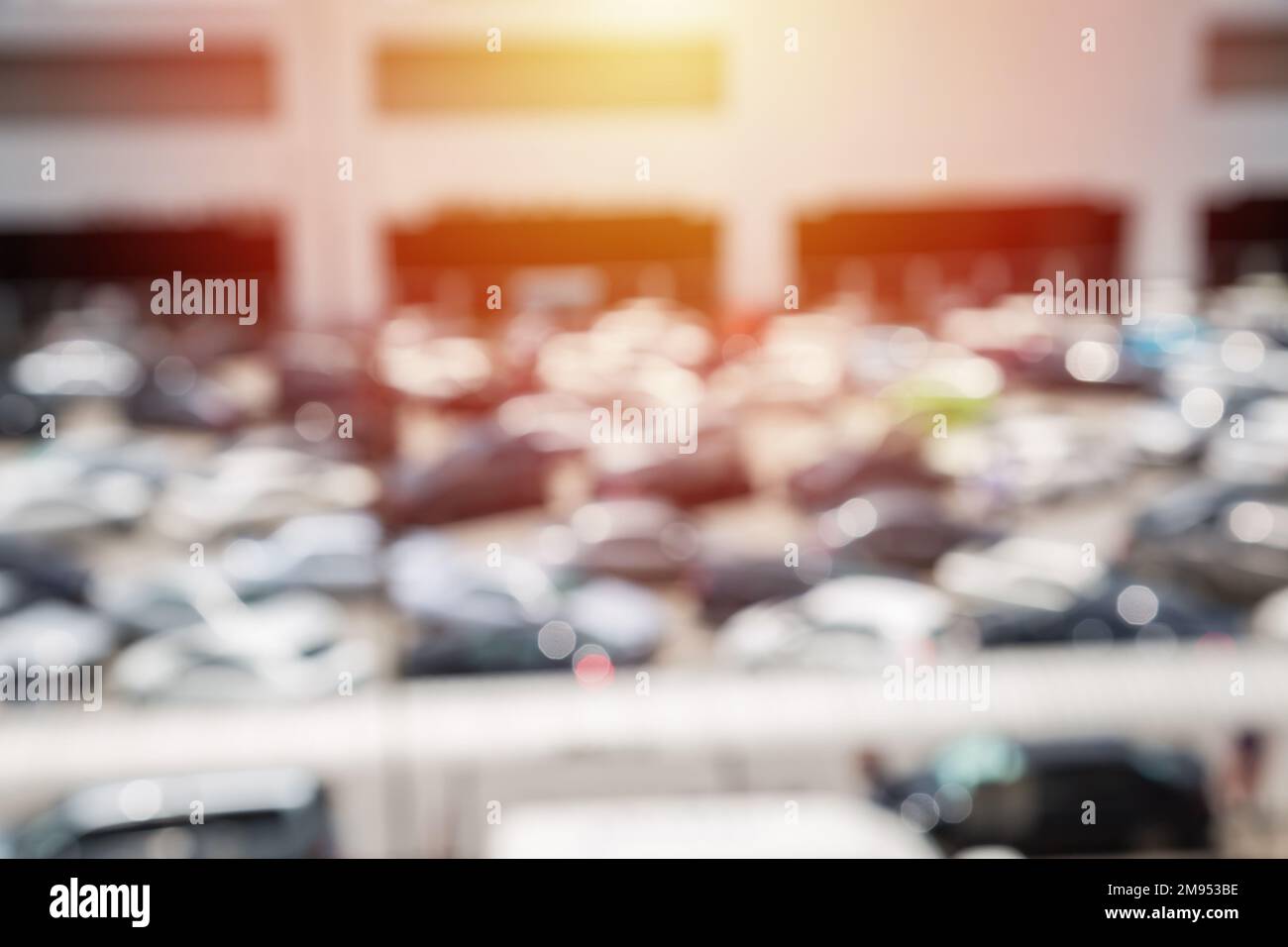 Vintage blur of car at public car parking background Stock Photo - Alamy