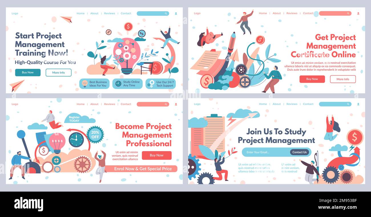 Project management training at web banner set Stock Vector Image & Art ...