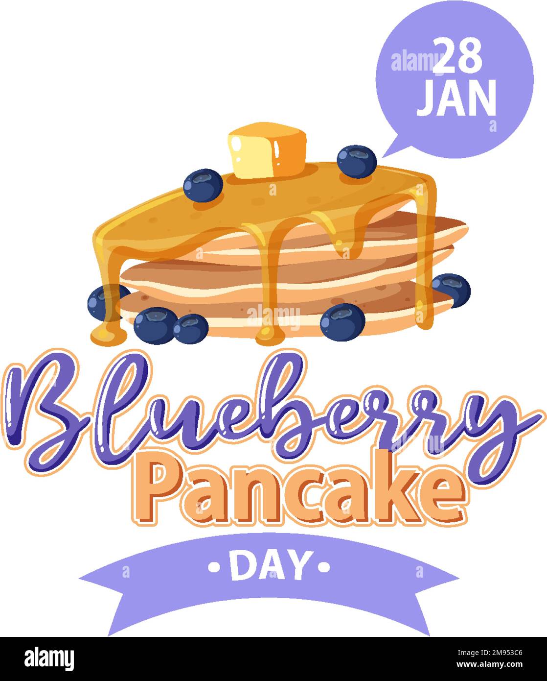 National Blueberry Pancake Day Banner Day illustration Stock Vector ...