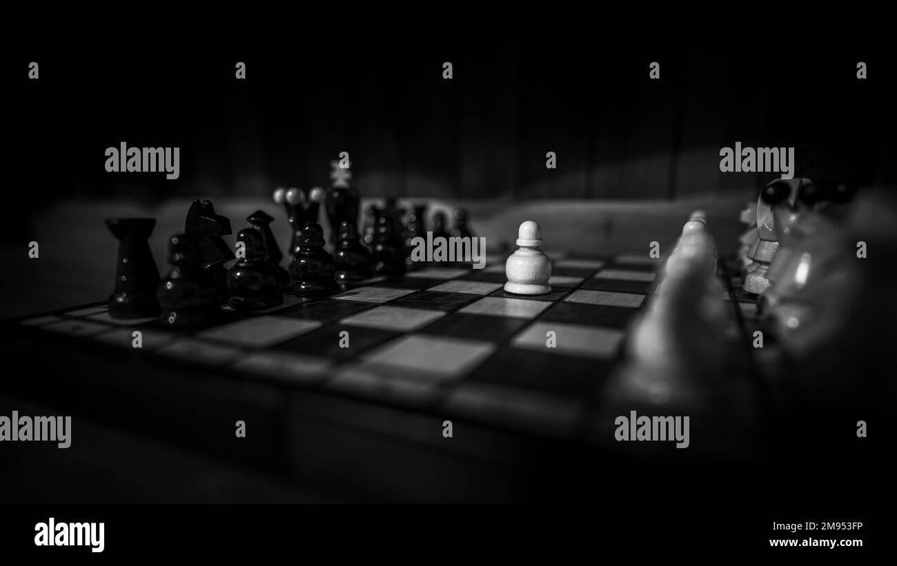 The set of wooden chess pieces element, king, queen rook, bishop ...