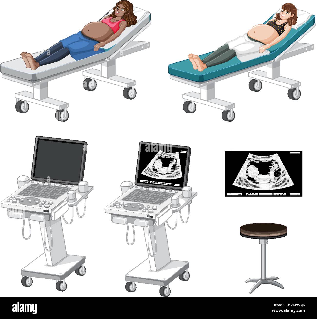 Set of medical instruments for pregnancy ultrasound illustration Stock ...