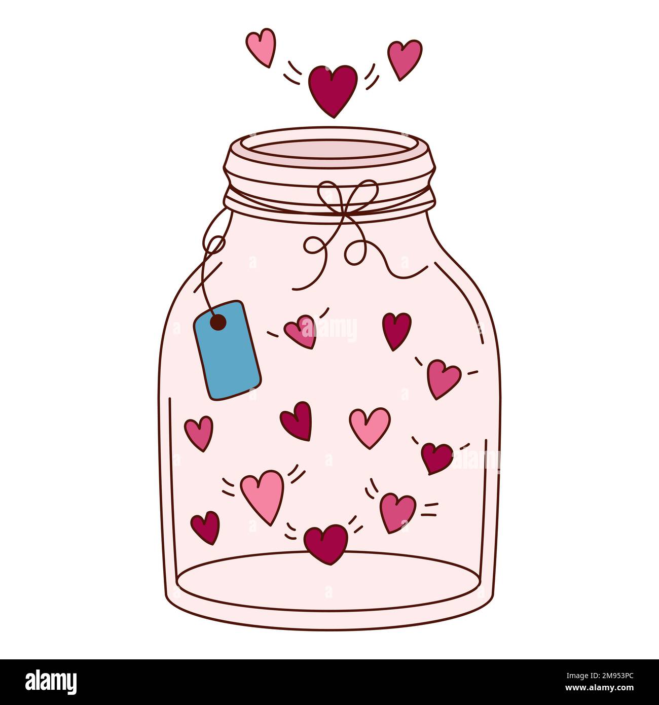 Hand drawn jar and hearts for Valentine day. Design elements for ...