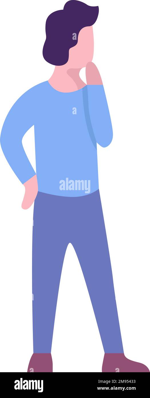 Pensive student vector. Doubt person flat icon. Doubt man isolated ...