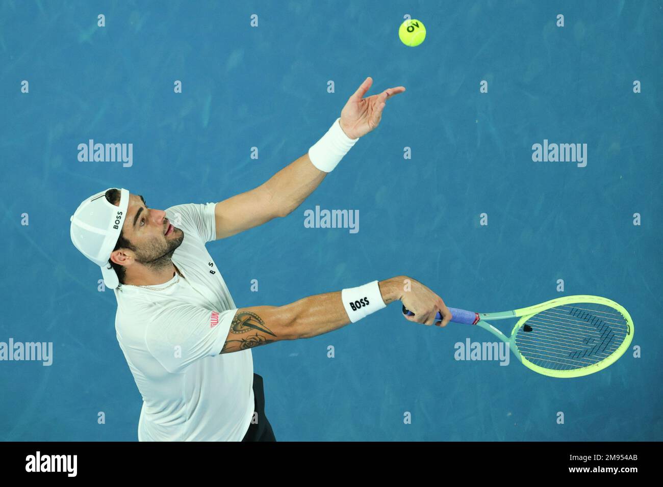 Melbourne, Australia. 17th Jan, 2023. Matteo Berrettini of Italy serves during round 1 match ...
