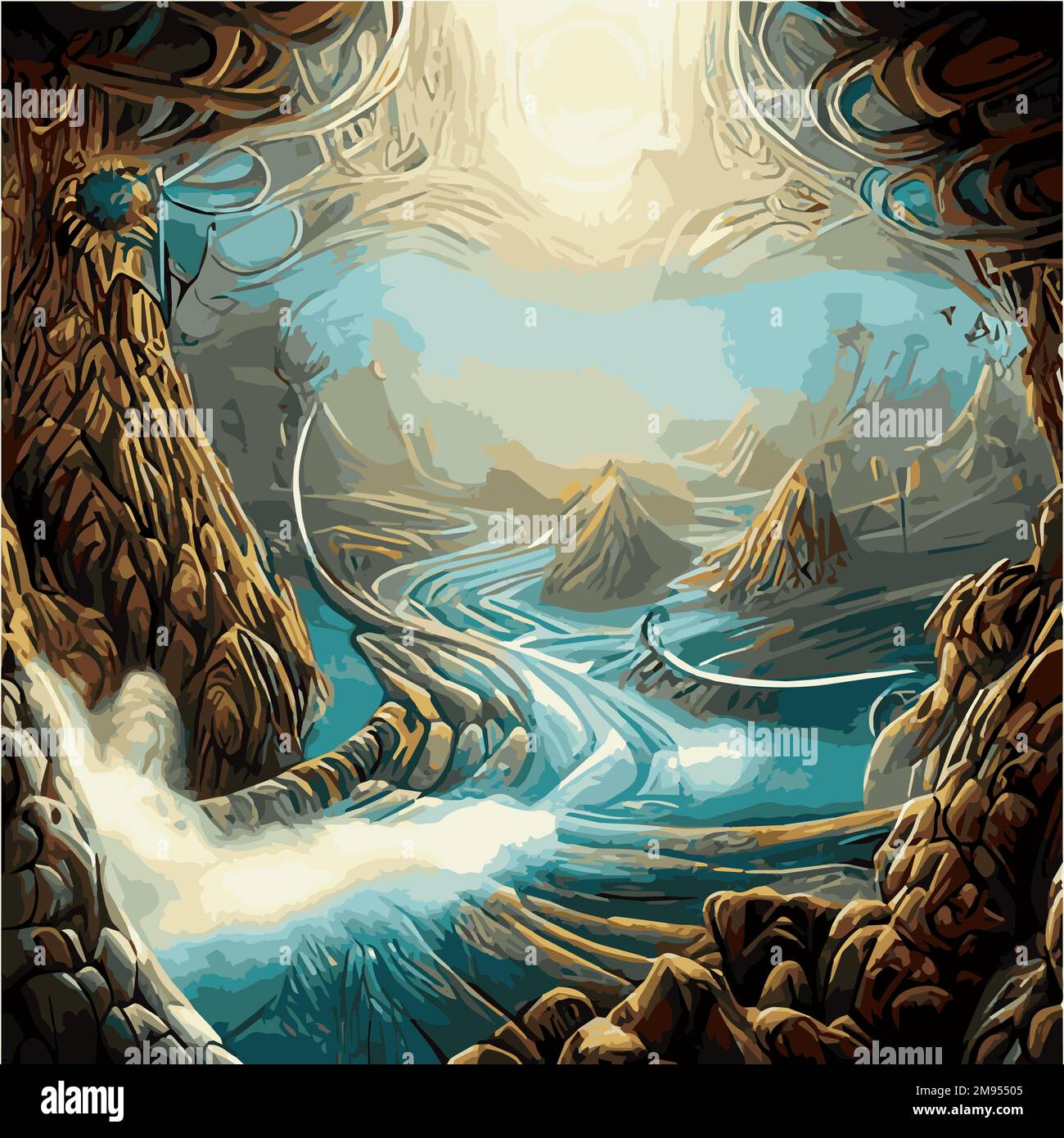 Serene forest landscape Stock Vector Images - Alamy