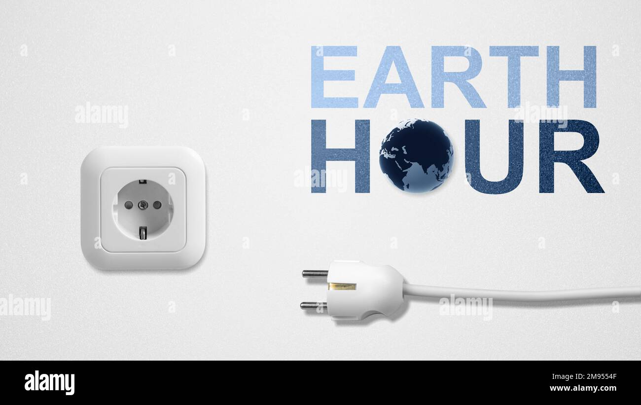 Electricity cable and plug connect. Earth Hour Concept Stock Photo - Alamy