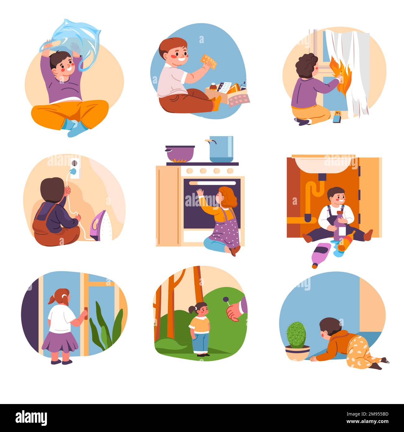 Danger for baby at home, risk of harm for kid Stock Vector Image & Art ...