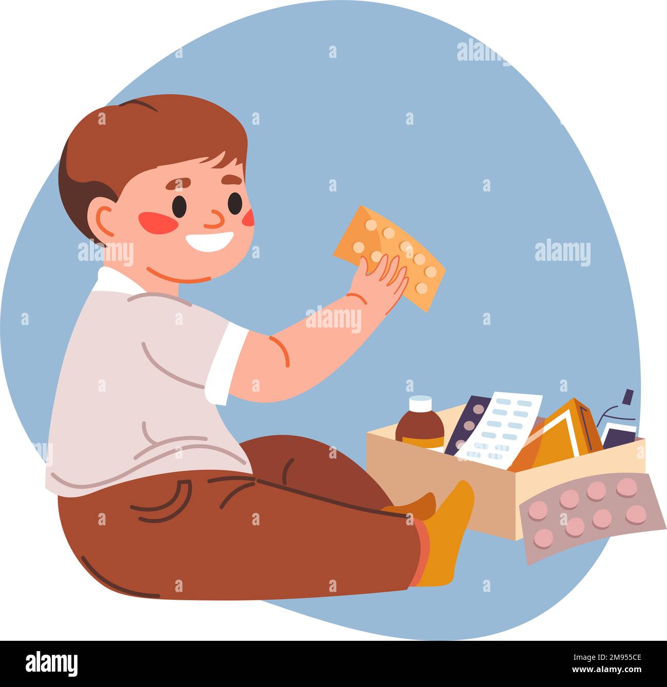 Child taking away tablet Stock Vector Images - Alamy